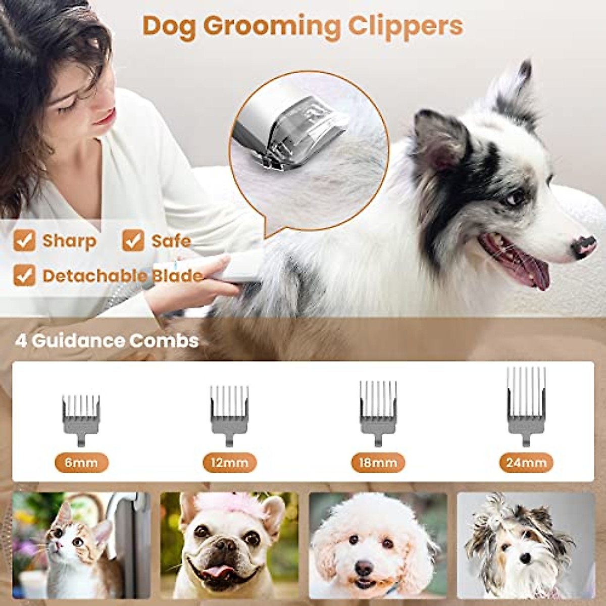 INSE Pet Grooming Vacuum, Dog Grooming Vacuum & Dog Grooming Kit Suction 99% Pet Hair, Large Dust Cup Pet Hair Vacuum with Clipper for Dogs, 5 Pet Grooming Tools for Shedding Pet Hair