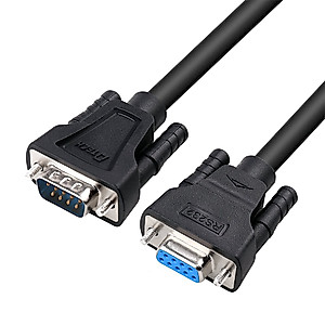 DTech DB9 RS232 Serial Cable Male to Female Null Modem Cord Full Handshaking 7 Wire Crossover for Data Communication (15 Feet, Black)