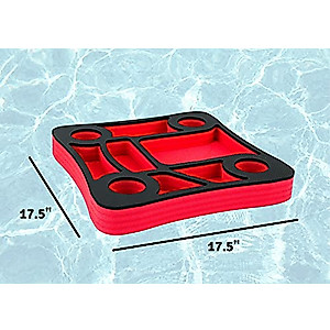Polar Whale Floating Drink Holder Red and Black Refreshment Table Tray for Pool or Beach Party Float Lounge Durable Black Foam 17.5 Inches Large 10 Compartment UV Resistant