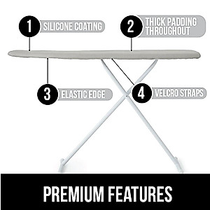 The Original Gorilla Grip Ironing Board Cover, Silicone Coating, Full Size Scorch Resistant Padding, Elastic Edge, Heavy Duty Iron Pad Covers Standard Boards, Hook and Loop Fastener Strap, Silver