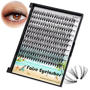 Dedila 200Pcs Handmade Individual False Eyelashes Thickness 0.07mm D Curl Mixed 10-12-14mm /11-13-15mm/12-14-16mm/16-18-20mm 3D Volume Cluster Eye Lashes Etensions (12-14-16mm)