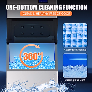 GAOMON Commercial Ice Maker, 350lbs/24h Ice Making Machine with 250lbs Large Storage Bin, 600W Auto Self-Cleaning Ice Maker Machine with 3.5-inch LED Panel for Bar Cafe Restaurant Business