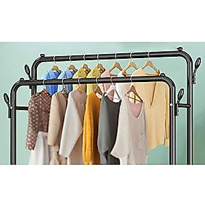 AGGJ Coat Rack Wall Mount with Shelf Double Rod Garment Rack with Heavy Duty Clothes Rack On Wheels and Bottom Shelves, for Entrance, Foyer, Bedroom (Color : White, Size : 150 * 50 * 154)