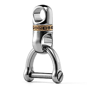 TISUR Titanium Key Ring for Keychain,Carabiner Key Chain Rings Connector with Detachable Keyring,Key Chain Assecories (1PC Titanium Copper Swivel +1PC SUS D-ring)