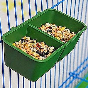 2-in-1 Double Trough Bird Seed Food Feeding Dish Water Feeder Bowl for Parrot Macaw African Greys Budgies Parakeet Cockatiel Conure Canary Finch Cage