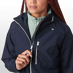 Helly Hansen Women's Long Belfast Waterproof Windproof Breathable Raincoat Jacket with Hood, 597 Navy, Small