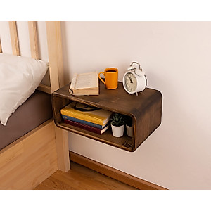 WOODCHES Floating Nightstand Wooden, Bedside Table, Nightstand Shelf, Handmade, Wall Mounted Bedside Shelf, Minimalist and Unique Style (Vancouver)