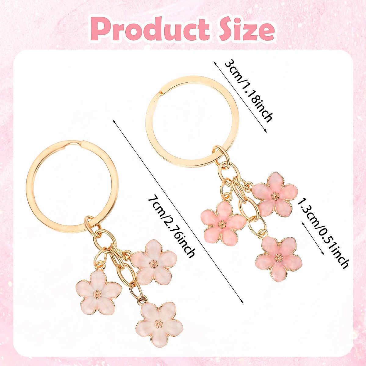 Ouligay 2pcs Flower Keychain, Key Chains, Key Chain Charm, Womens Keychains For Car Keys, Keychain Accessories for Women Gifts Purse Bag Accessories(Pink And White)