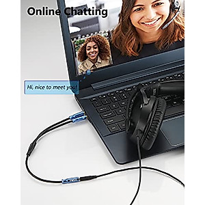 MillSO Headphone Splitter for Computer 3.5mm Female to 2 Dual 3.5mm Male Headset Splitter Cable Gold-Plated & Braided Gaming Headset to PC Adapter with Separate Audio & Mic Plug [Young Series]