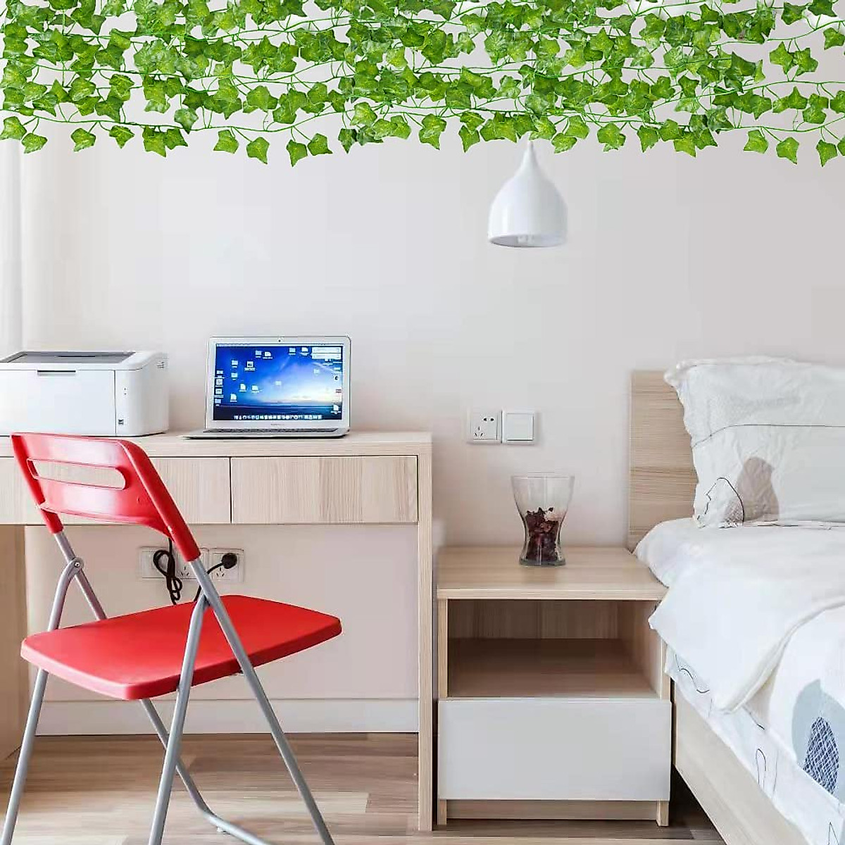 RQJLZ 12 Pack 85 Feet Fake Ivy Leaves Artificial Ivy Garland Greenery Garlands Hanging Plant Vine for Wedding Party Room Astethic Stuff Decor, Plants Hanging