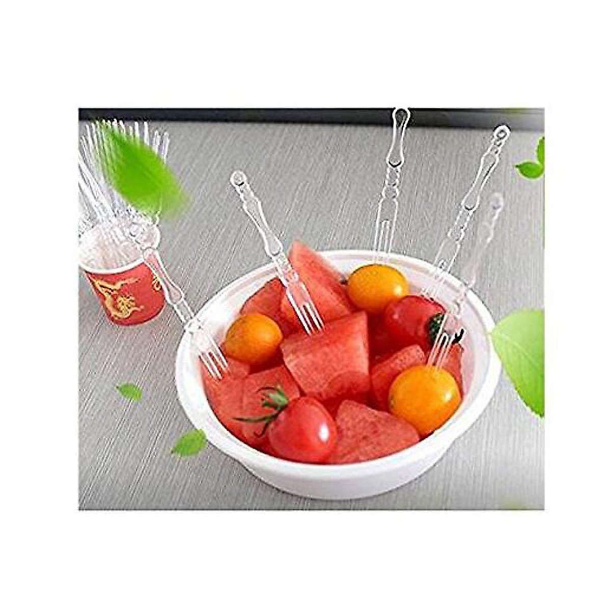 1Pack(300pcs) Disposable Plastic Fruit Forks, Forks Bistro Cocktail Forks Tasting Appetizer Forks Set Mini Cake Forks (Fruit-Fork) (plastic)