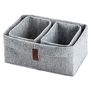 Zerodeko 3pcs Felt Storage Basket Storage Bin Collapsible Drawer Basket Small Storage Basket Toy Storage Baskets Decorative Basket Square Basket Toy Storage Chest Foldable Baby Fabric