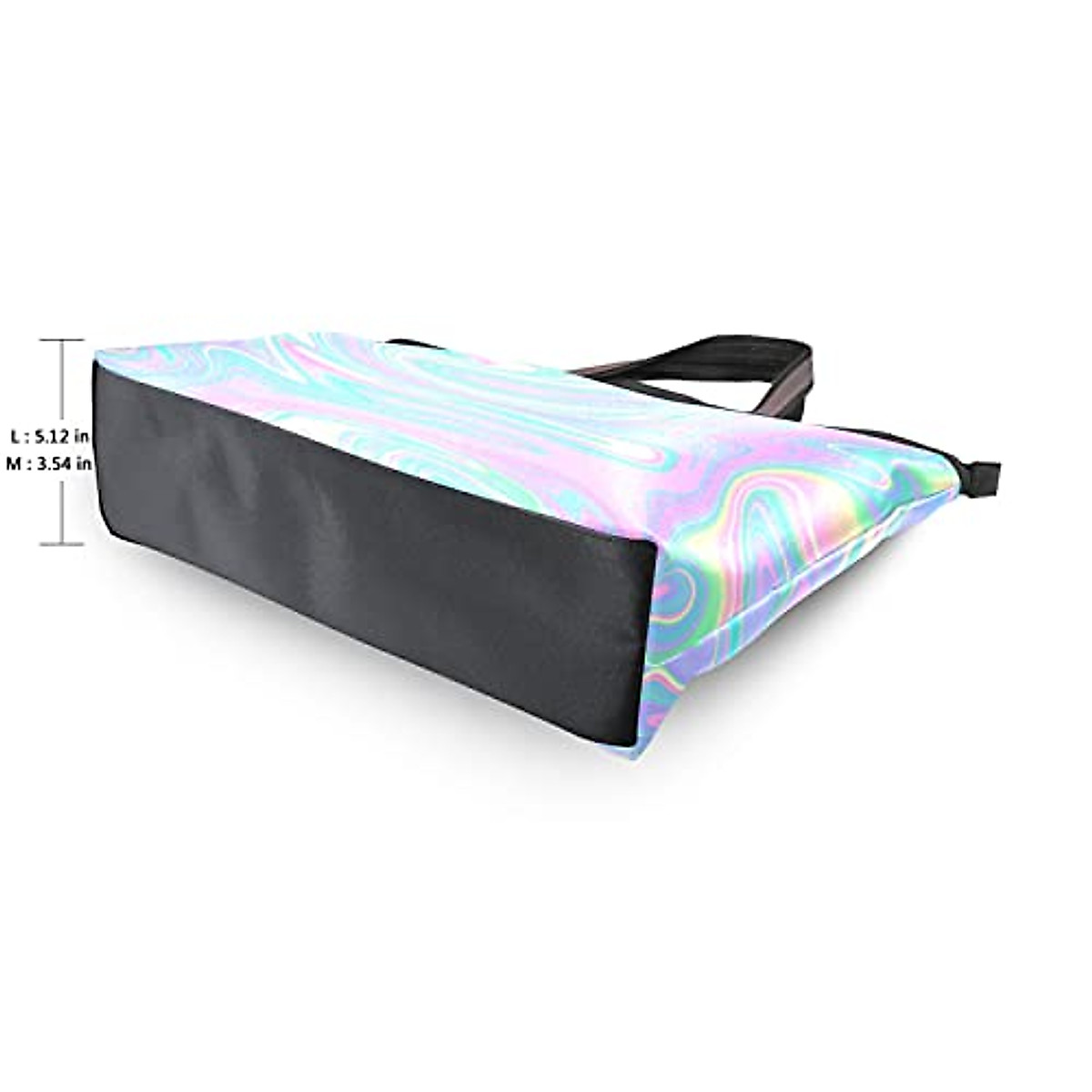 Bolaz Tote Bag with Pockets for Women Rainbow Marble Holographic Shoulder Bag Handbags Zipper Small Travel Office Business