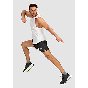 G Gradual Men's Running Shorts with Zipper Pockets Quick Dry Gym Athletic Workout 5" Shorts for Men (Black, Large)