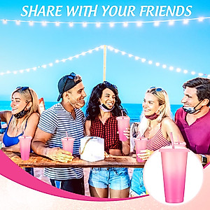 Lallisa Reusable Cups with Lids and Straws 24oz Plastic Cups for Adults Plastic Drink Water Bottle Travel Mug Iced Cold Drinking Cup for Bachelor Party Girls Party(Hot Pink, Pink, 12 Pcs)