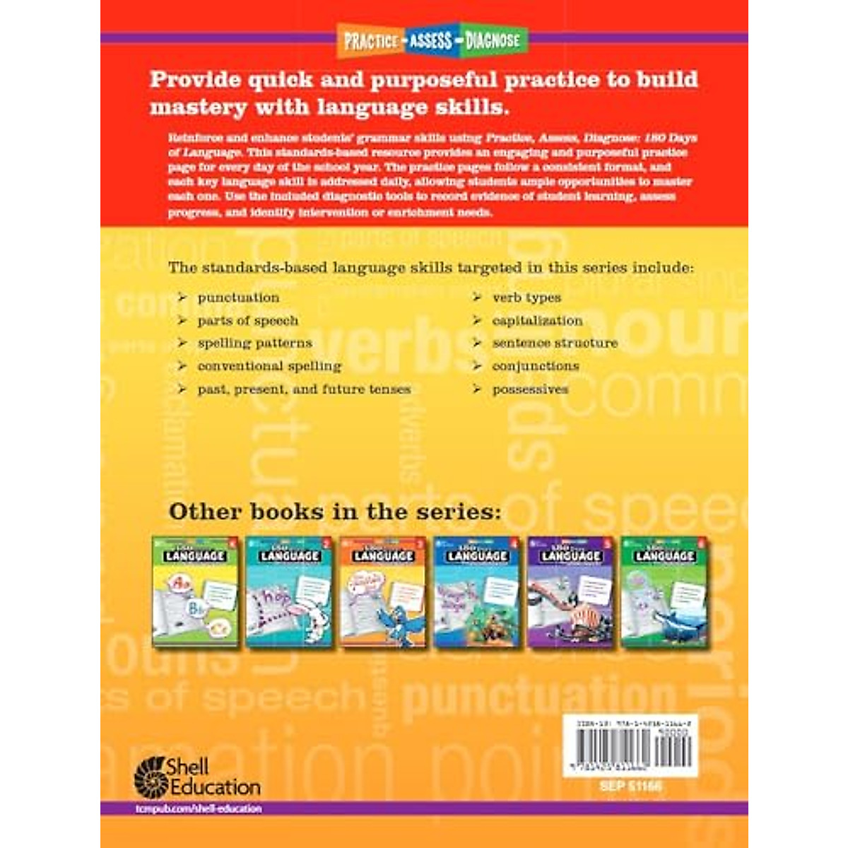 Shell Education 180 Days of Language for First Grade (180 Days of Practice)