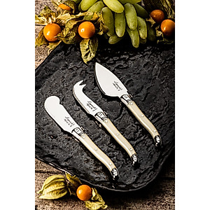 Laguiole Style de Vie Cheese knives Premium Line, set of 3, mother of pearl color