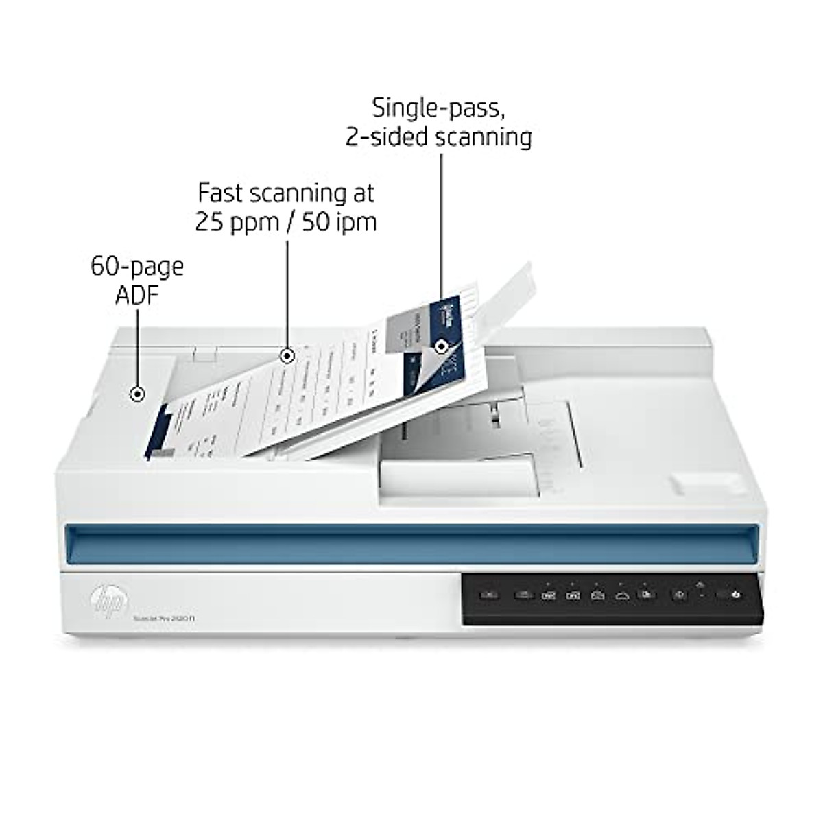 HP ScanJet Pro 2600 f1, Fast 2-Sided scanning and auto Document Feeder (20G05A)