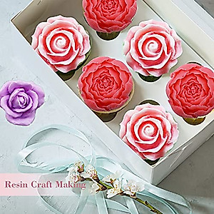 6Pcs 3D Flower Silicone Molds Set, Bloom Rose Silicone Molds for Soap Making ,Peony Molds for Handmade Chocolate, Cupcake, Dessert Decoration (6Pcs A)