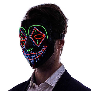 JOYIN Halloween LED Scary Mask Light Up LED Mask Cool Costume Accessories, Glow in the Dark Halloween Clown Mask for Kids Halloween Cosplay Costume Party Dress Up