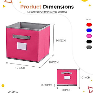JNCHOICE Storage Cubes 2 Packs Folding Thicker Fabric Storage Bins Basket for Closet Shelf Cabinet Bookcase - Pink
