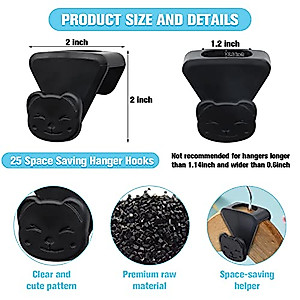 ZOCONE 25PCS Clothes Hangers, Space Saving Hangers for Clothes, Heavy Duty Hanger Connector Hooks Cascading Organizers to Expand Closet Space, with Storage Bag(Black)