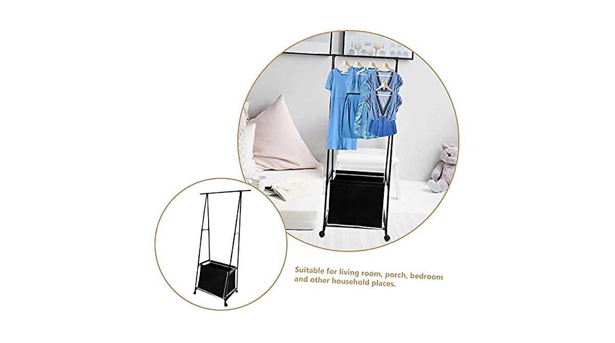 Durable WOONEKY Black Rolling Coat Rack for Any Space