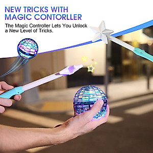 ATHLERIA Pro Hover Ball with Wand for Kids Boys Girls Gifts Ideas - Hand Controlled Mini Drones Helicopter with RGB Lights Interactive Toys Indoor Outdoor,Flying Ball Toys for Boys 678910+