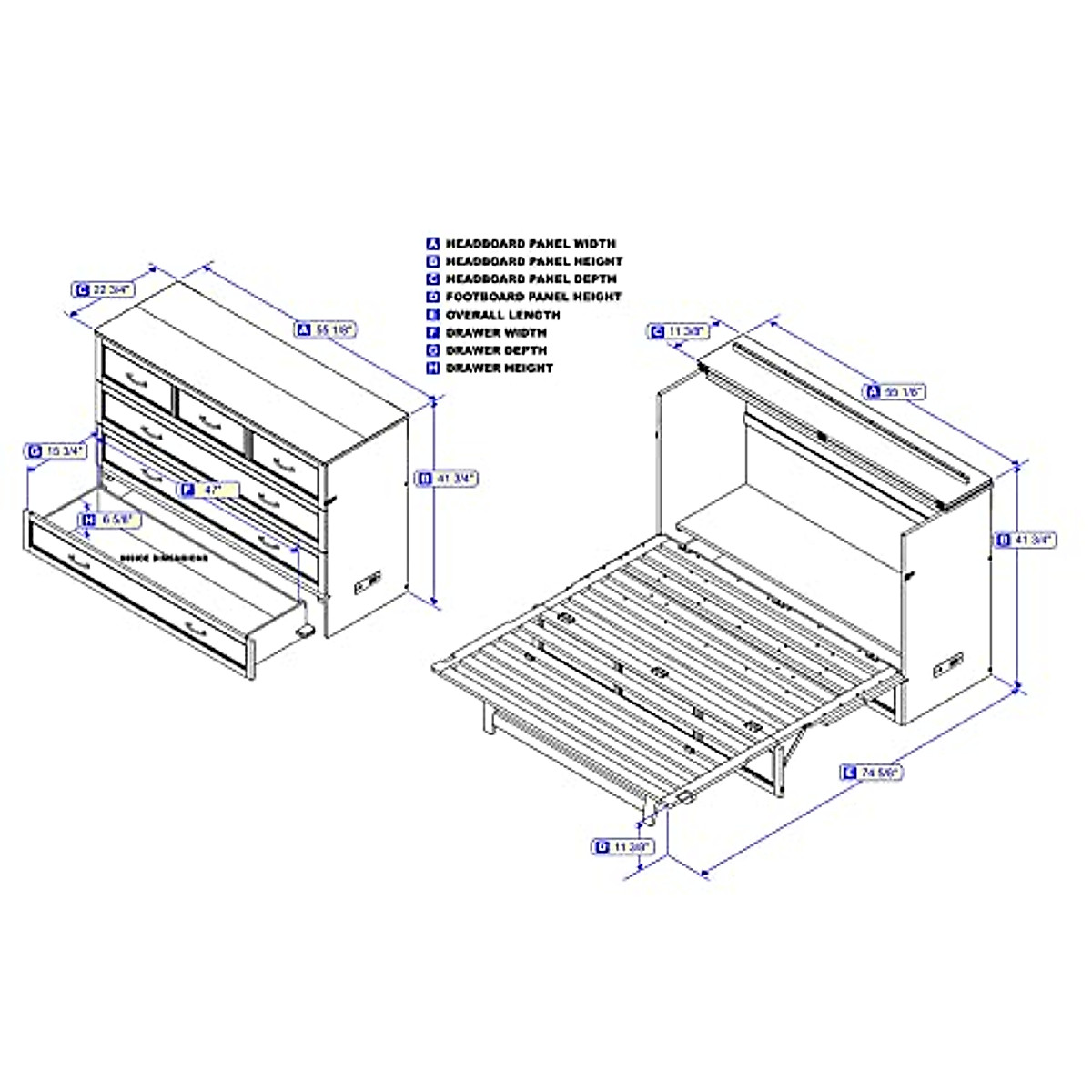AFI Deerfield Murphy Bed Chest Full, Walnut