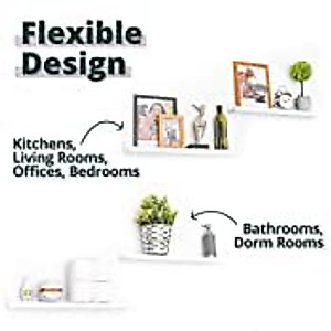 Picture Shelf, Greenco Set of 2 Wall Mounted Photo Ledge Floating Shelves for Bedroom, Living Room, Kitchen, Bathroom, Nursery Display, White Finish