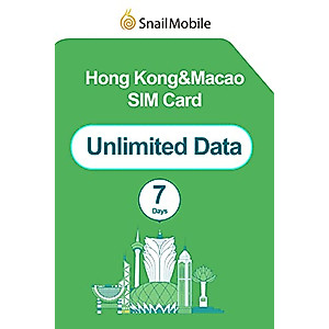 SnailMobile Hong Kong&Macao SIM Card 7-Day Unlimited Data Usage for China Travel,Data Roaming
