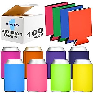 TahoeBay Bulk Can Coolers (100-Pack) Blank Foam Beer Sleeves - Insulated Regular Size Cold Soda Drink Holder Pack - Sublimation Beverage Sleeve Insulators Set for Standard 12oz Cans (Multicolor)