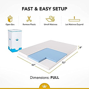 DynastyMattress 4-inch Cool Gel Memory Foam Mattress Sleeper for Convertible Folding Sofa & Couch Beds Full Size Sofa Not Included (USA Made)