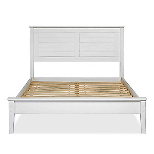 Grain Wood Furniture Greenport Solid Wood Platform Bed, Queen Size, Brushed White