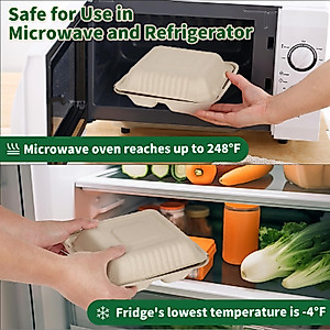 Pony Packaging 8X8 50-Pack 100% Compostable Clamshell Take Out Food Containers, Heavy-Duty Quality to go Containers, Natural Disposable Bagasse, Eco-Friendly Biodegradable Made of Sugar Cane Fibers