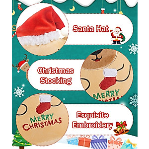 LeYoHa Christmas Plush Bear Stuffed Animals - Teddy Bear Plush Toys with Santa Hat Gift, Kids' Pillow Cushion, Gifts for Holiday Kids, Light Brown, 8 Inch