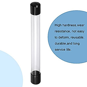 MECCANIXITY Clear Storage Tube 0.8" x 9"(20mm x 230mm) Lightweight for Bead Containers, Craft, DIY with Black Caps 5 Pack