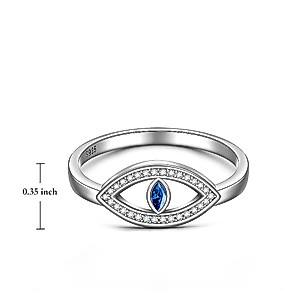Evil Eye Ring Sterling Silver Evil Eye Rings Protection Greek Third Eyes Ring Blue Sapphire Mal De Ojo Turkish Eyes Jewelry Size 9
