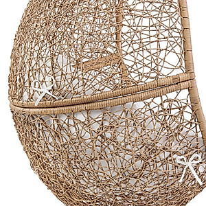 Modway Encase Outdoor Patio Rattan Swing Chair in Cappuccino White