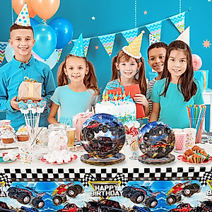 Truck Birthday Party Decorations, 41Pcs Truck Themed Party Tableware set include 1 Tablecloth, 10 Plates 7",10 Plates 9" and 20 Napkins for Boys Race Car Themed Birthday Party