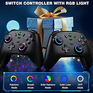 Wireless Switch Pro Controller for Nintendo Switch Controller/Lite/OLED, Hall Effect Wired PC Joysticks-LED Wireless iOS/Android Remote/Programmable Nintendo Switch Accessories Interactive Gaming Figures
