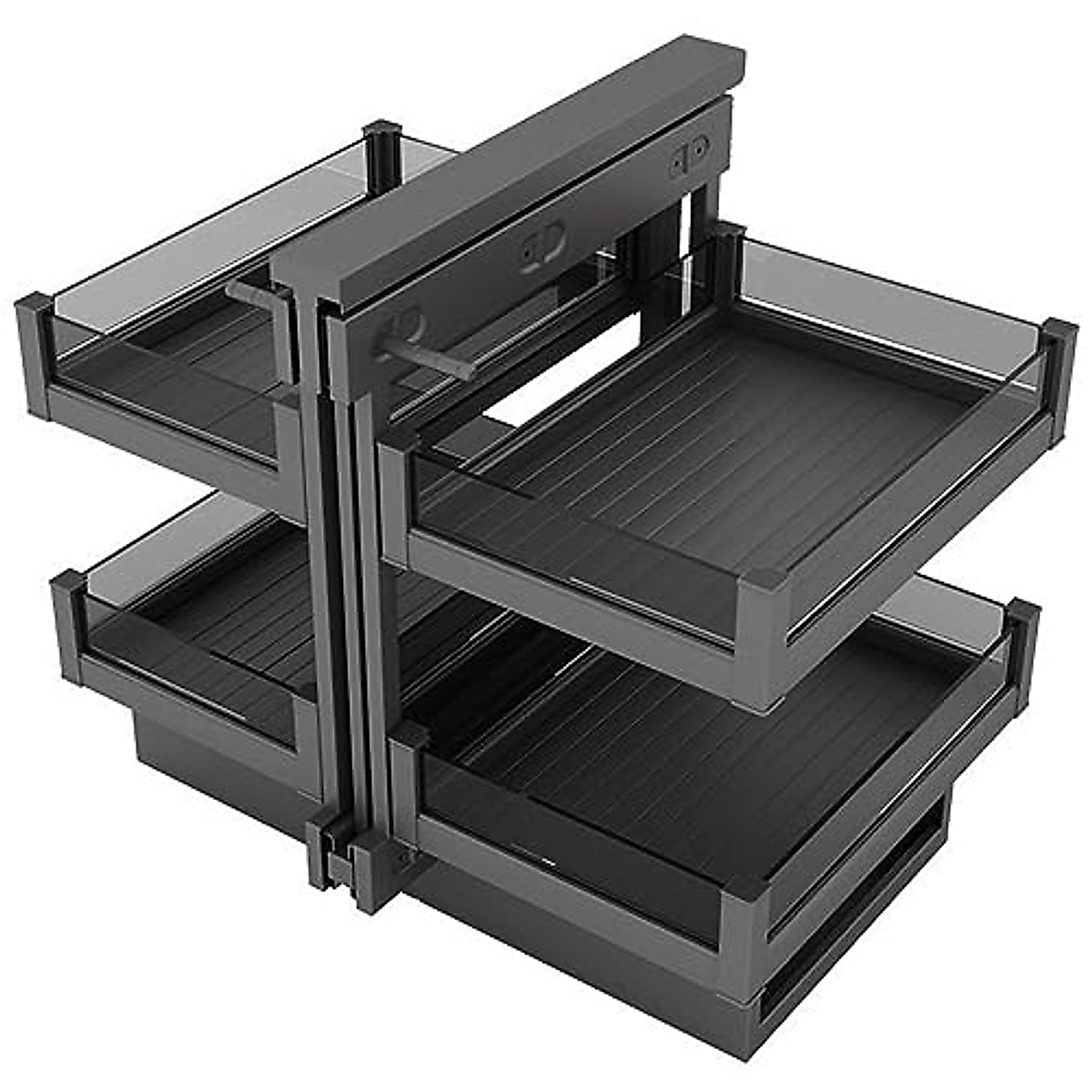 AHDFY 2 Tier Dish Rack, Full Open Kitchen Aid Dish Rack, Blind Corner Cabinet Pull Out Seasoning Dish Basket for Cabinet Pantry Kitchen Cupboard