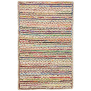 SAFAVIEH Cape Cod Collection 2' x 3' Natural/Multi CAP251A Handmade Boho Braided Jute Entryway Living Room Foyer Bedroom Kitchen Accent Rug