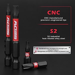 25-piece Torx Bit Set, 1''&2.5'' Security Tamper Proof Torx Impact Screwdriver Bits, T5-T40 CNC Machined Magnetic Tips, S2 Steel Star Bit, High Torque Strength Precision Tools with Storage Box