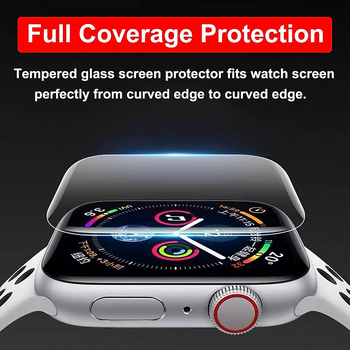 ZPIAR 2 Pack Apple Watch Series 8/7 45mm 41mm Tempered Glass Screen Protector,(New Version) Full Screen Coverage Bubble Free Anti-Scratch Waterproof Ultra HD Film for iWatch 8/7 (45mm Transparent)