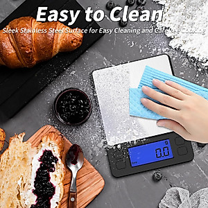 Food Kitchen Scale, Food Scales Digital Weight Grams and Oz, High Precision Digital Scale, LCD Display, with 2 Trays, Cooking, Tare Function, Baking (Black)