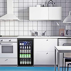 Antarctic Star Beverage Refrigerator Cooler -120 Can Mini Fridge Glass Door for Soda Beer or Wine Constant Glass Door Small Drink Dispenser Clear Front Door for Home, Office Bar 3.2cu.ft