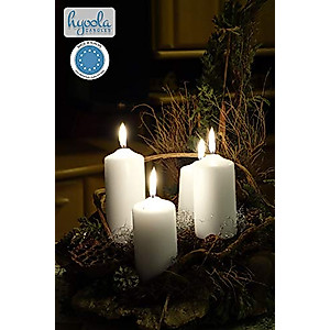 Hyoola White Pillar Candles 3x9 Inch - Unscented Pillar Candles - 4-Pack - European Made