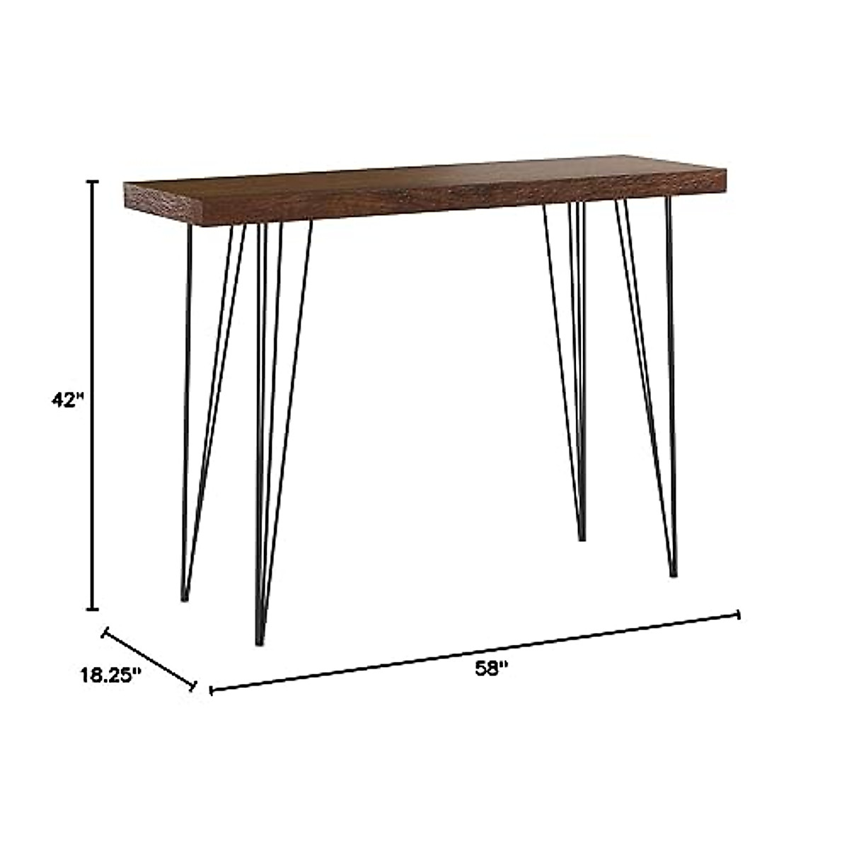 Christopher Knight Home Chana Industrial Faux Live Edge Rectangular Bar Table, Natural / Black