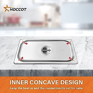 HOCCOT 6-Pack 1/1 Size Stainless Steel Steam Table Lid Full Size Solid Hotel Pan Cover Buffet Pan Lids Roasting Pans Cover with Handle Lid for 1/1 Steam Pan